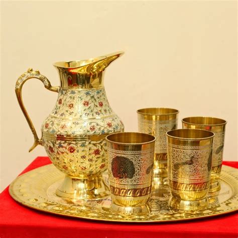 Brass Jug Set With Box Pink City Handicraft
