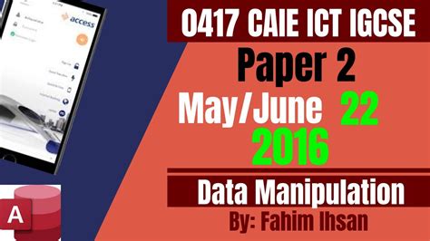 igcse ict 0417 p22 2016 may june database youtube