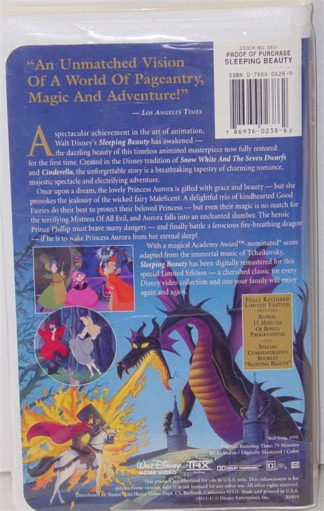 Walt Disneys Masterpiece Sleeping Beauty Vhs Fully Restored Limited