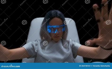 Closeup Sensors Hands Person Exploring Futuristic Cyberspace Metaverse Concept Stock Image