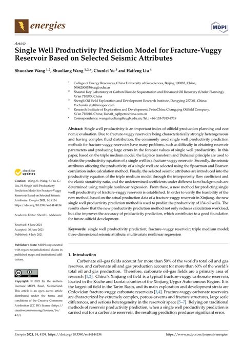 Pdf Single Well Productivity Prediction Model For Fracture Vuggy Reservoir Based On Selected