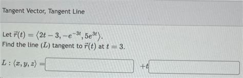 Solved Tangent Vector Tangent Line Let Chegg Com