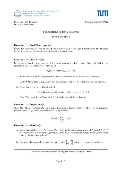 sheet 01 unit for applied numerical analysis m department of