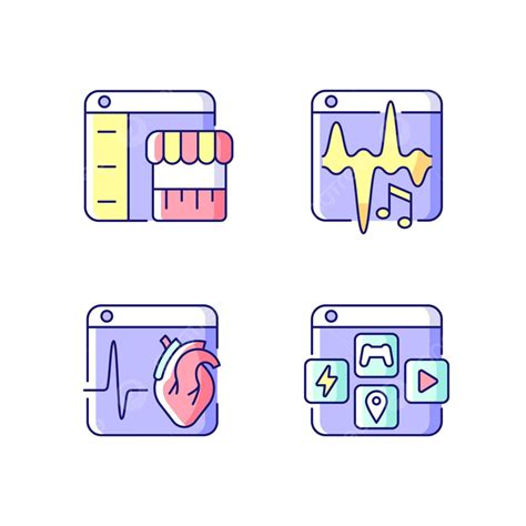 Digital Services Rgb Color Icons Set Consumer Clipart App Vector Consumer Clipart App Png And