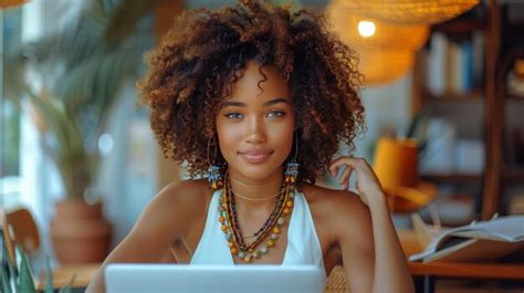 Premium Photo Woman Sitting In Front Of Laptop Computer
