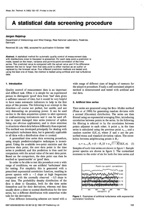 Pdf Statistical Data Screening Procedure