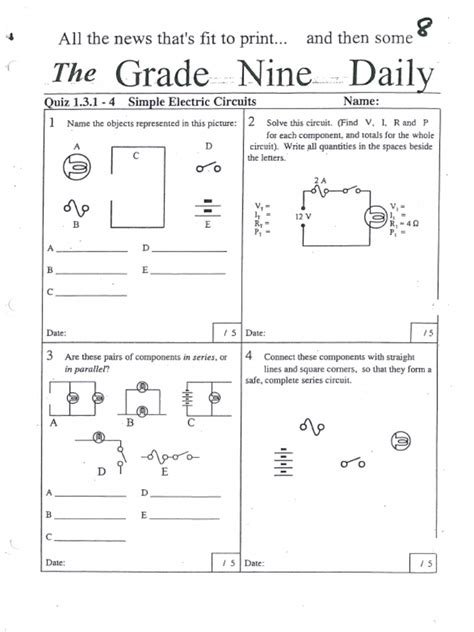 14 worksheet calculations series and parallel circuits pdf