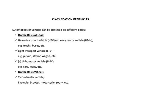 Solution Automobile Engineering Classification Of Vehicle Studypool