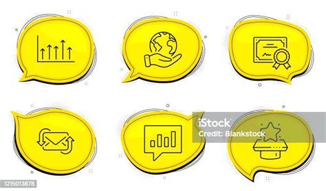 메일 새로 고침 성장 차트 및 우승자 연단 아이콘 세트 분석 채팅 기호입니다 벡터 0명에 대한 스톡 벡터 아트 및 기타 이미지