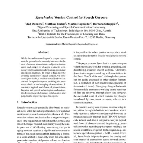 Version Control For Speech Corpora Acl Anthology