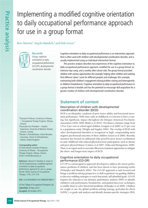 pdf implementing a modified cognitive orientation to daily