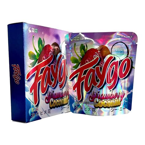 Faygo Strawberry Coconut 3 5g Holographic Bag With Matching Box Design Mylarpacks Wholesale