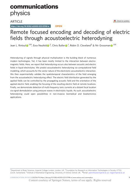 PDF Remote Focused Encoding And Decoding Of Electric Fields Through Acoustoelectric Heterodyning