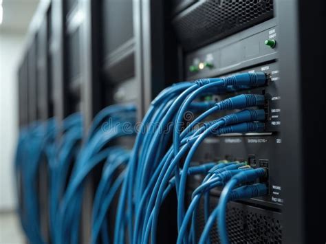 Network Cables Connected To Servers In A Data Center Showcasing Advanced Technology In A Modern