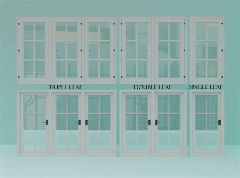 3d Model Window Set 01 Single Leaf Double Leaf Triple Leaf