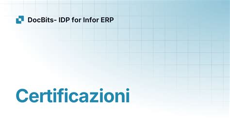 Certificazioni Docbits Idp For Infor Erp