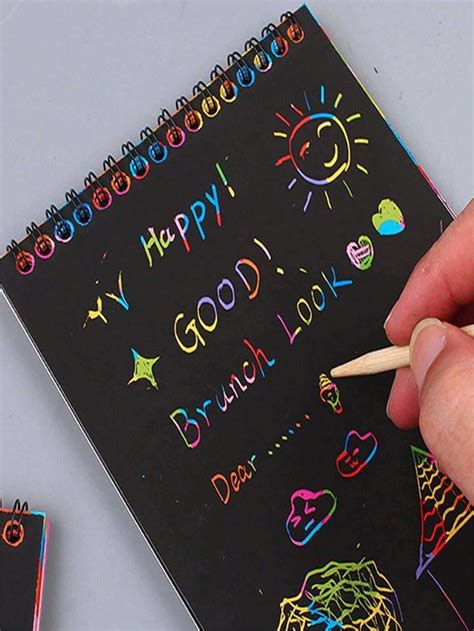 1pc Scratch Art Book 10 Sheets Scratch Art Paper With 1pc Pen Black Scratch It Off Paper Craft
