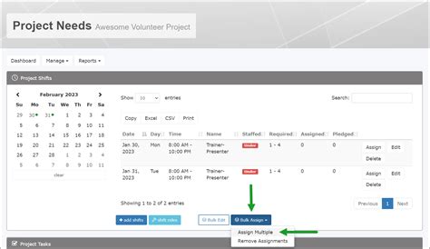 Bulk Add Shift Assignments Volunteermatters Support