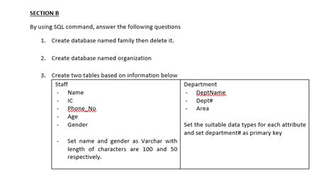 solved section b by using sql command answer the following