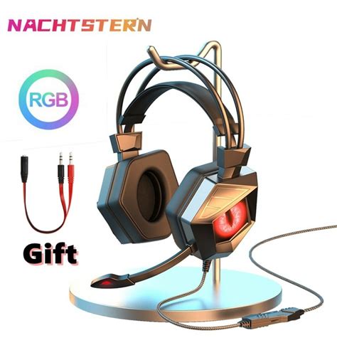 새로운 Rgb 게임용 헤드셋 게이머 Usb 유선 헤드폰 소음 제거 마이크 티몬