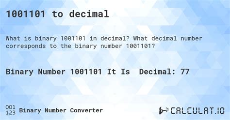 1001101 To Decimal Calculatio