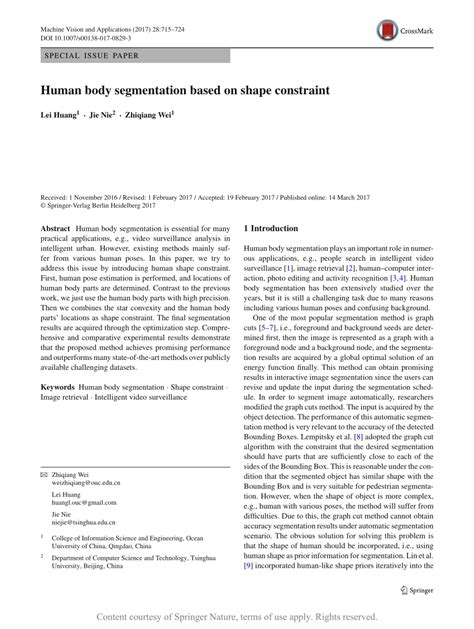 Human Body Segmentation Based On Shape Constraint Request Pdf
