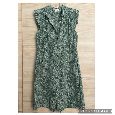 Monteau Dresses Monteau Green White Floral Print Dress Poshmark