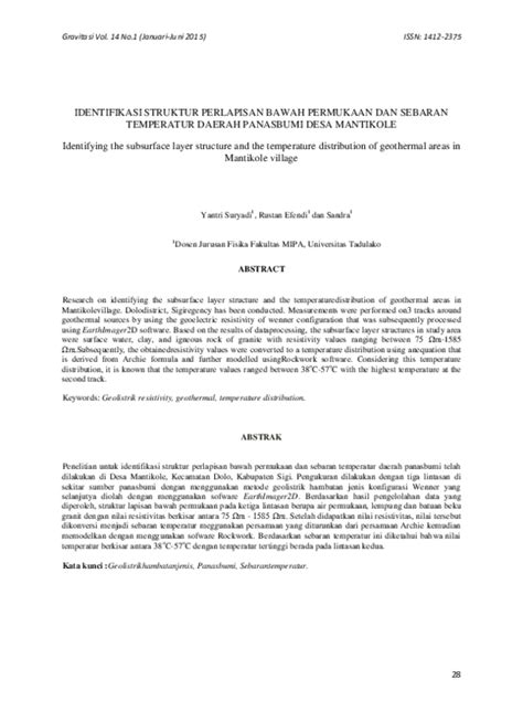 Pdf Identifying The Subsurface Layer Structure And The Temperature Distribution Of Geothermal