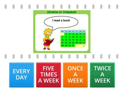 Every Day Oncetwice A Week Times A Week Find The Match