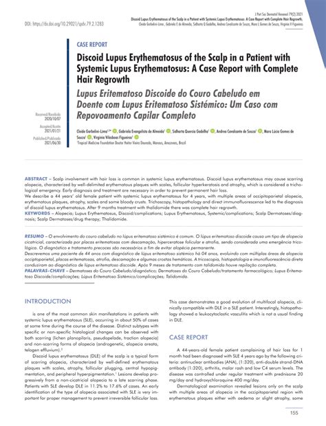 Pdf Discoid Lupus Erythematosus Of The Scalp In A Patient With