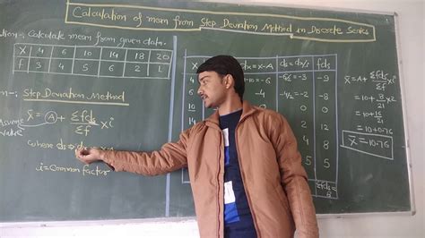 Mean From Step Deviation Method In Discrete Series Youtube