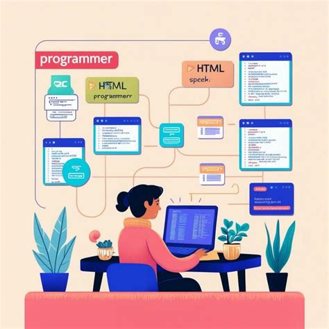 Programmer Working In Flat Style Premium Ai Generated Image