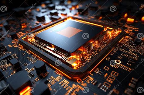 Futuristic Future Motherboard Design With Cpu Socket Microchips Microprocessors Integrated