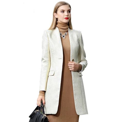 European Style Ladies Long Blazer And Jackets High Quality One Button