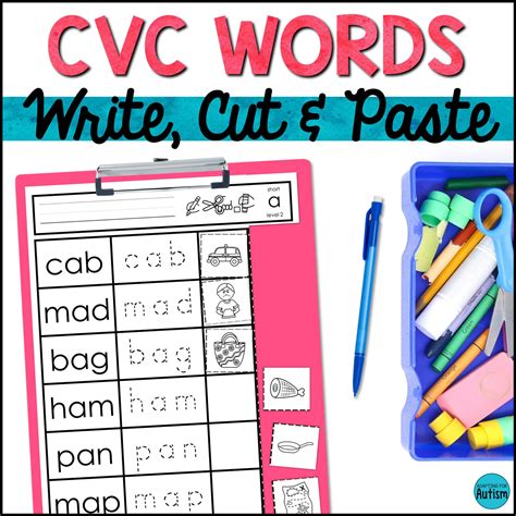 Free Cvc Words Worksheets No Prep Write Cut And Paste Activity