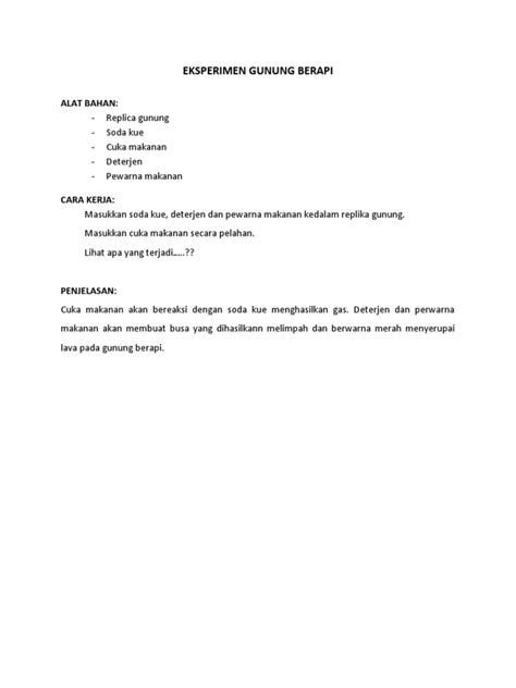 Eksperimen Gunung Berapi Pdf