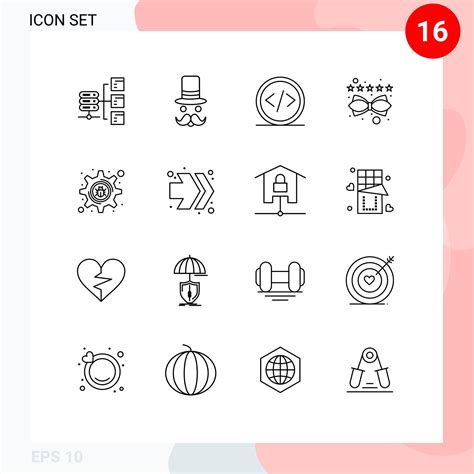 16 thematic vector outlines and editable symbols of rating management