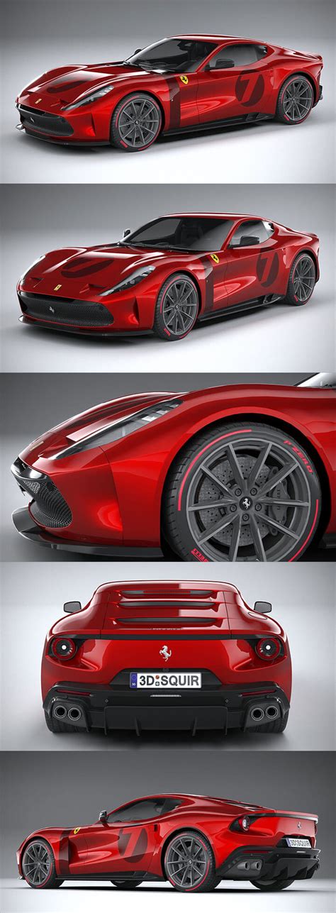 法拉利 Omologata 2020 低多边形 3d 汽车跑车模型下载 Obj Fbx Max C4d 云瑞设计