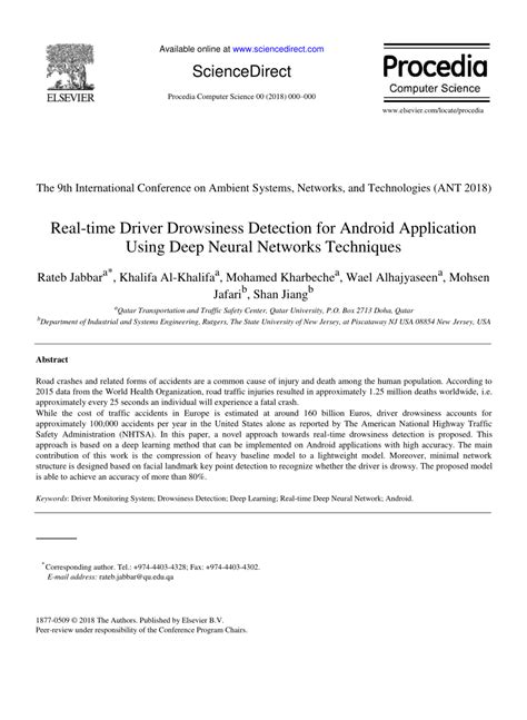 pdf real time driver drowsiness detection for android application