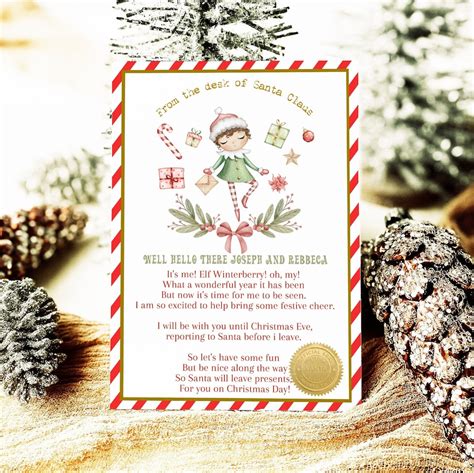 Editable Elf Arrival Letter Desk Of Santa Clause Elf Return Elf
