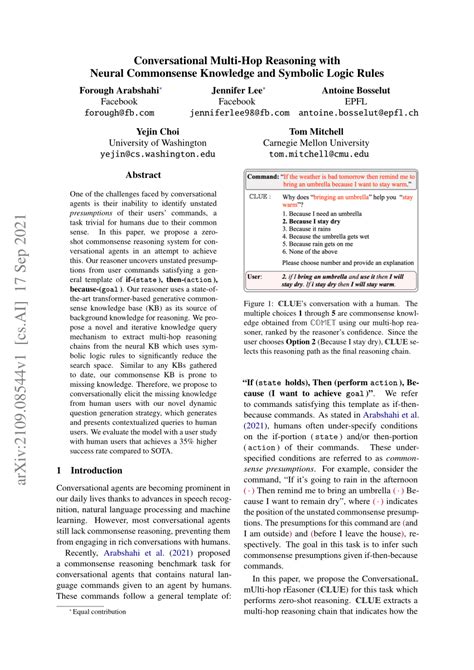 Pdf Conversational Multi Hop Reasoning With Neural Commonsense Knowledge And Symbolic Logic Rules