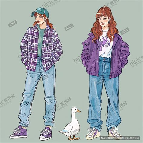 Ai创作图时尚潮流人物原创插画 服装搭配插画人物 潮流服饰插画 潮流服饰插画女孩 扁平插画人物春装 潮流人物插画 潮牌服饰插画 穿衣服插画 人物全身插画 潮牌服装插画 潮流插画美女人物插画