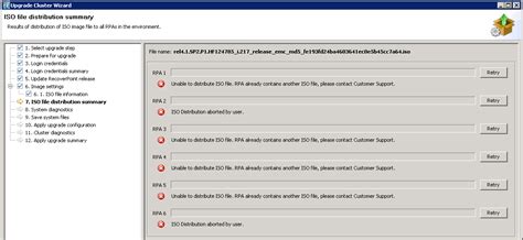 infra world unable to distribute iso file rpa already contains another iso file please