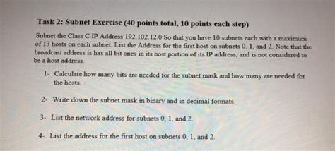 Solved Task Subnet Exercise Points Total Points Chegg Com