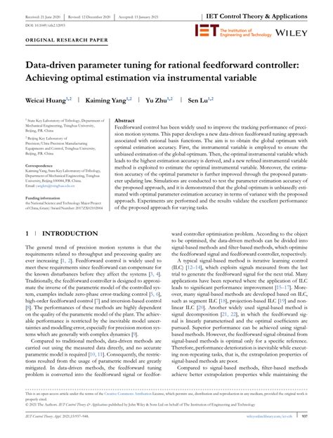 [pdf] data‐driven parameter tuning for rational feedforward controller
