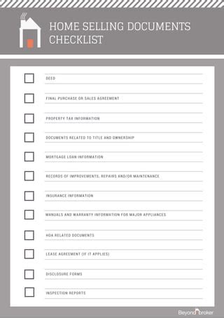 Home Selling Documents Checklist Pdf