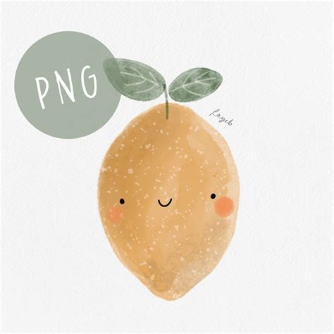 Cute Fruit Clipart Lemon Clipart Fruit Clipart Png Watercolor Fruit Cute Food Clipart Food