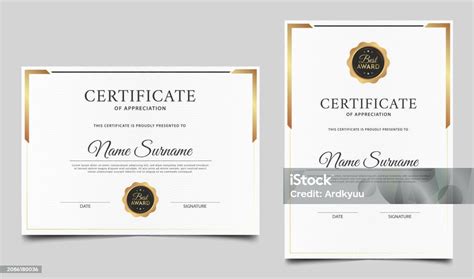 미니멀리스트 감사장 테두리 템플릿입니다 수상 졸업장 벡터 디자인 증명서에 대한 스톡 벡터 아트 및 기타 이미지 증명서 형판