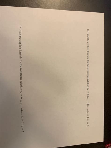 Solved 14 Find The Explicit Formula For The Recurrence