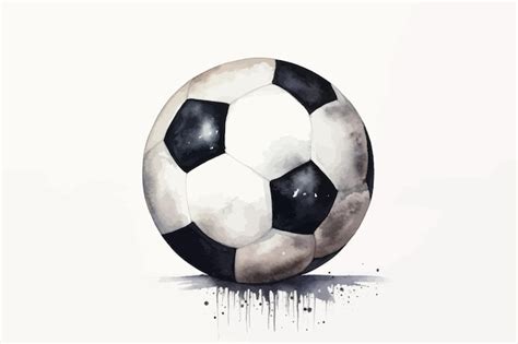 축구공의 수채화 그림 격리된 흰색 배경에 축구공 프리미엄 벡터